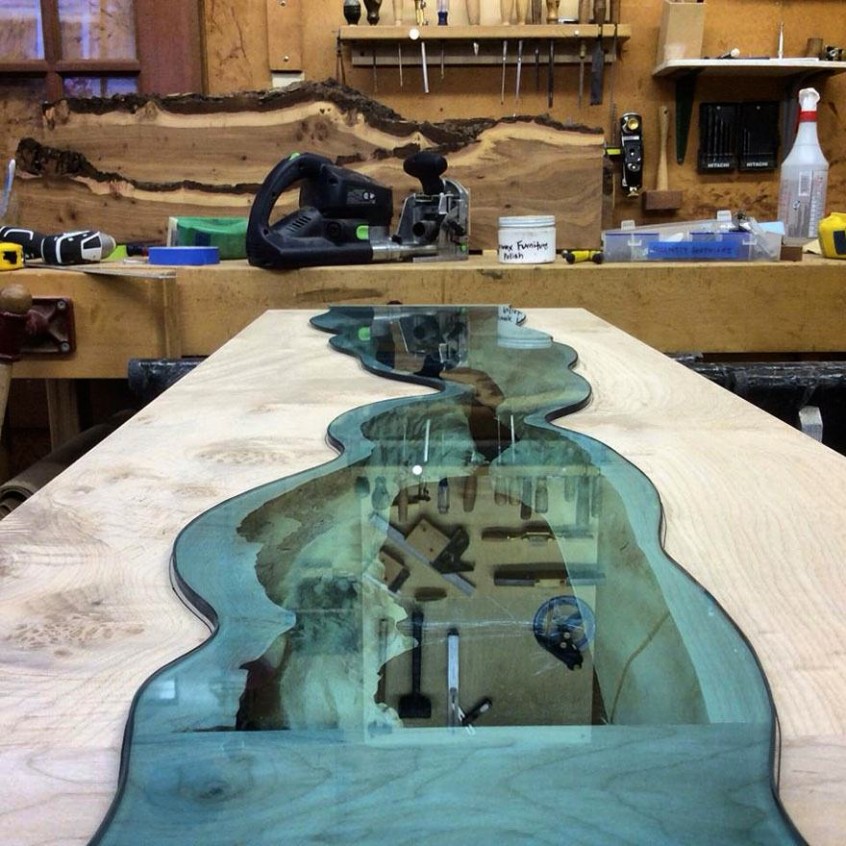 The River Collection: Unique Wood and Glass Tables by Greg Klassen - Homeli
